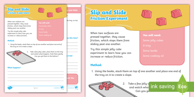 Slip and Slide STEM Experiment Activity Sheet (teacher made)