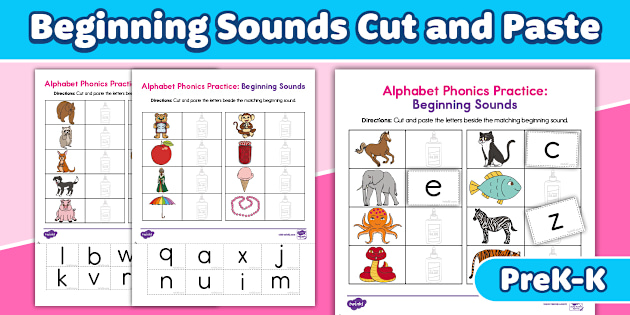 Cut And Paste Phonics Worksheets For Kindergarten Short Vowels (Middle