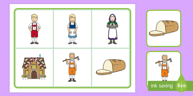 Hansel and Gretel Matching Cards and Board (teacher made)