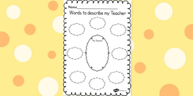 Words to Describe My Teacher Template