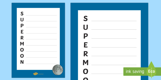 Supermoon Acrostic Poem (teacher made)