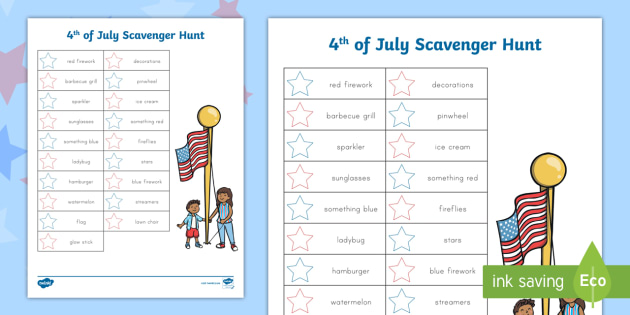 Fourth of July Scavenger Hunt - Independence Day