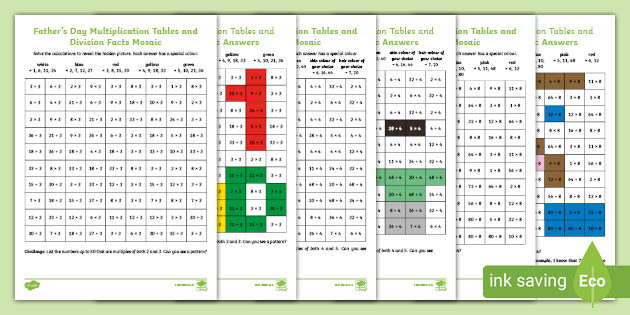 LKS2 Father’s Day Multiplication Tables and Division Facts Mosaic ...