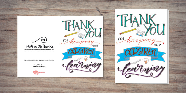 FREE! - Wave of Thanks Handwritten Card | Twinkl Party