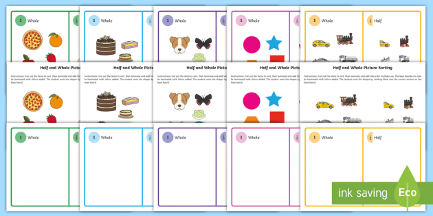 Workstation Pack Half and Whole Picture Sorting Activity Pack