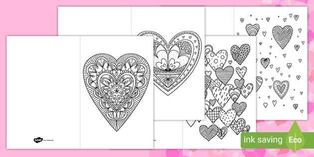 Hearts Mindfulness Coloring Cards (teacher made)
