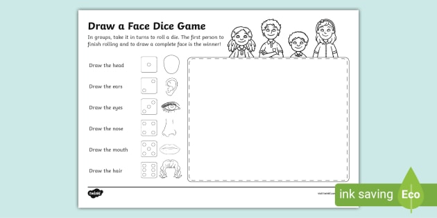Draw a Face Dice Game Activity Sheet - (teacher made)