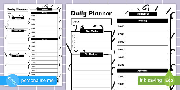 Black and White Pattern Daily Planner (teacher made)