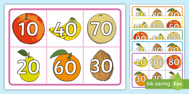 Fruit-Themed Number Bonds to 100 Multiples of 10 Bingo - Number Bonds ...