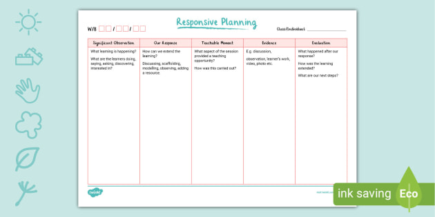 Responsive Planning Template ELC (teacher made)