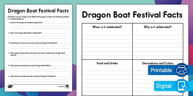 Dragon Boat Festival Facts Writing Activity (Teacher-Made)