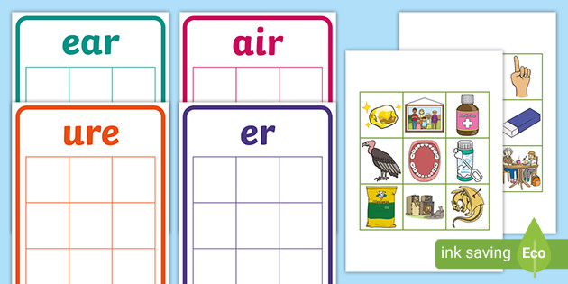 * NEW * ear, air, ure and er Sorting Cards Activity
