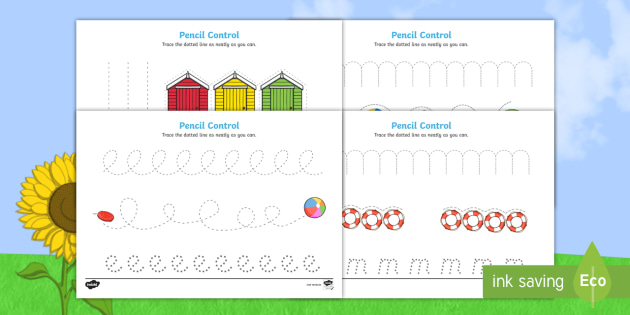 Summer Pencil Control Worksheets