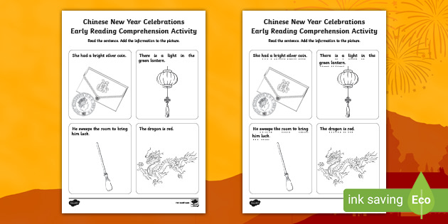 Chinese New Year Celebrations Phase 4 Early Reading Comprehension Activity
