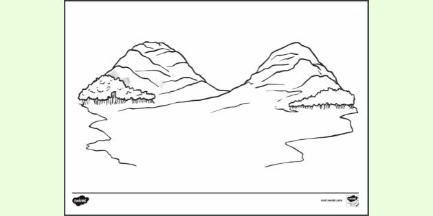 FREE! - Two Hills Colouring Sheet - Teaching Resources - Twinkl