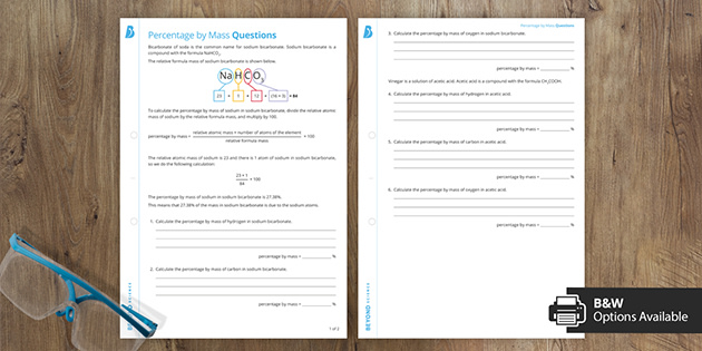 KS4 Percentage by Mass Worksheet | GCSE Chemistry | Beyond