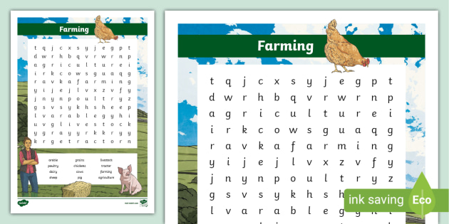 Farming Word Search (teacher made)