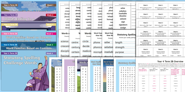 Year 4 Term 2B Bumper Spelling Pack (teacher made)