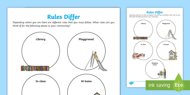 Rules Differ Worksheet (teacher made)