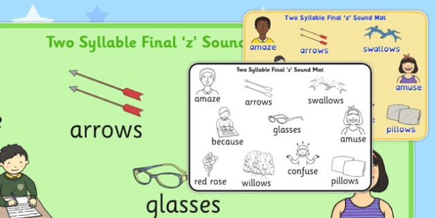 Two Syllable Final 'Z' Sound Word Mat 2 (teacher made)