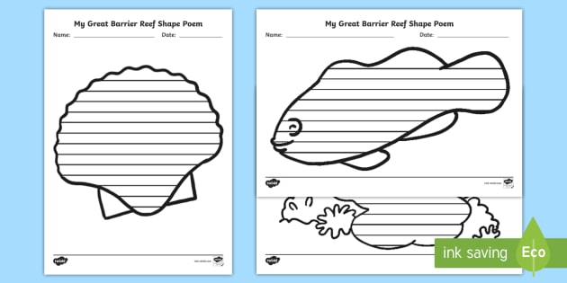 Great Barrier Reef Shape Poetry (teacher made)