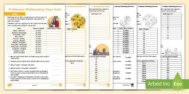 Taflen Waith Mathemateg Dewi Sant - Mathemateg a Rhifedd