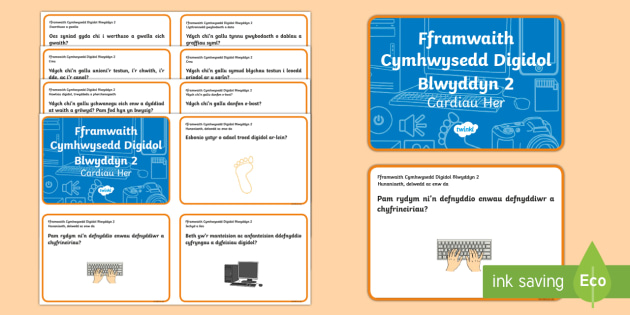 Cardiau Her Fframwaith Cymhwysedd Digidol Cymru 2022 (Bl.2)
