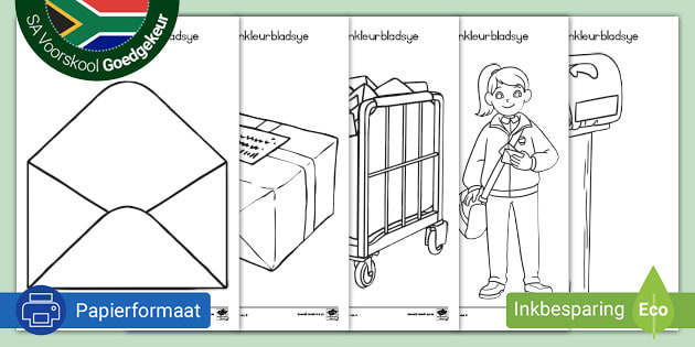 Poskantoor: Inkleurbladsye (Teacher-Made)