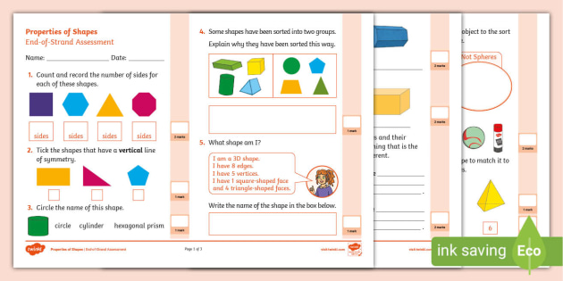 👉 Year 2 Properties of Shapes End-of Strand Assessment