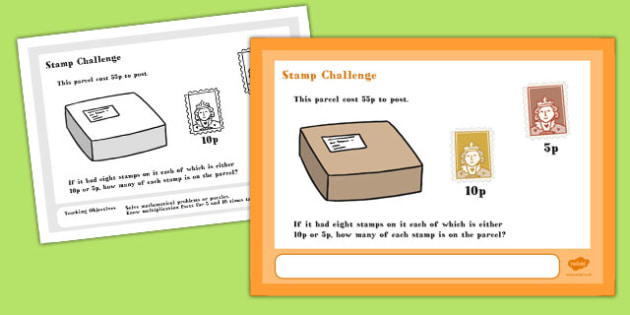 A4 Stamp Maths Challenge Poster (teacher made)