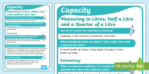Estimating and Measuing in Capacity Poster (teacher made)