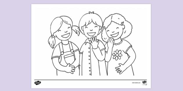 FREE! - Children Laughing Colouring | Colouring Sheets
