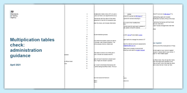FREE! - Multiplication Times Table Check DfE Administration Guide