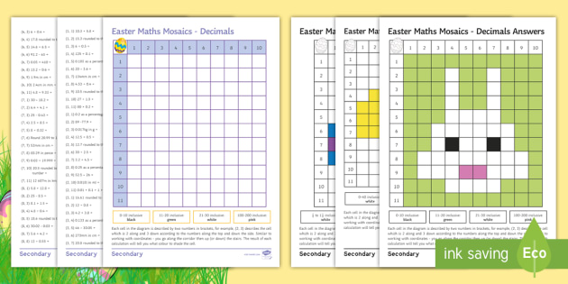 Easter Maths Mosaic Worksheet Worksheets Teacher Made 