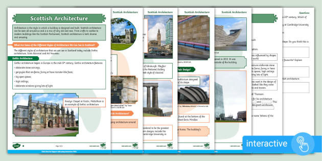 Interactive PDF Scottish Architecture Differentiated Reading Comprehension