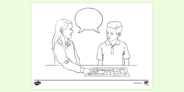 FREE! - Children in Conversation Colouring Sheet | Colouring Sheets