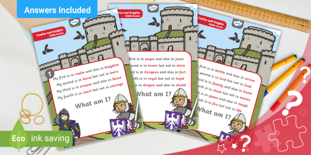 Castles and Knights Riddle Puzzles - AL - Twinkl