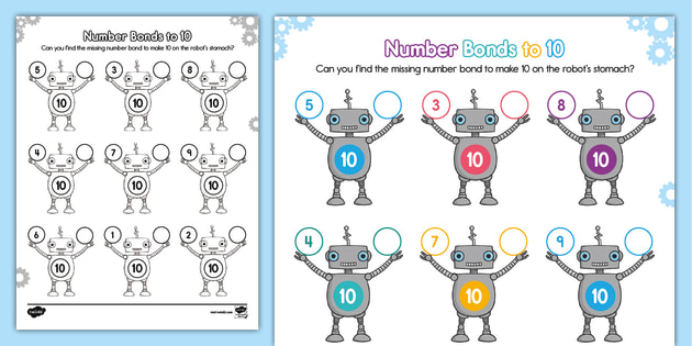 Robots Number Bonds to 10 Activity (Teacher-Made)