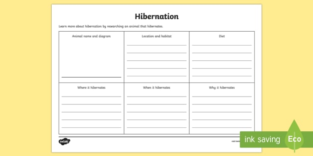Research Hibernation Worksheet | Ages 8-11 - Twinkl