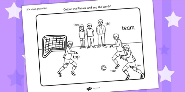 Word Initial t Production Colouring Scene