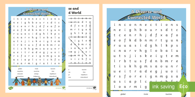 A Diverse and Connected World Word Search (teacher made)