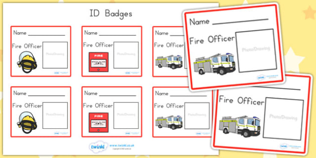 Fire Fighter Role Play Badges (teacher made)