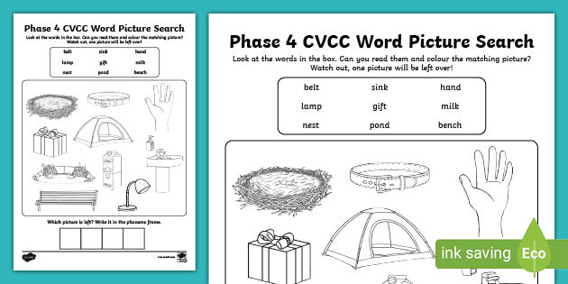 Phase 4 CVCC Word Picture Search Activity (teacher made)
