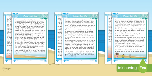 Whānau Beach Day Reading Comprehension (teacher made)