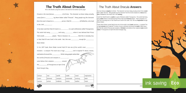 FREE! - The Truth About Dracula Worksheet Teaching Resource