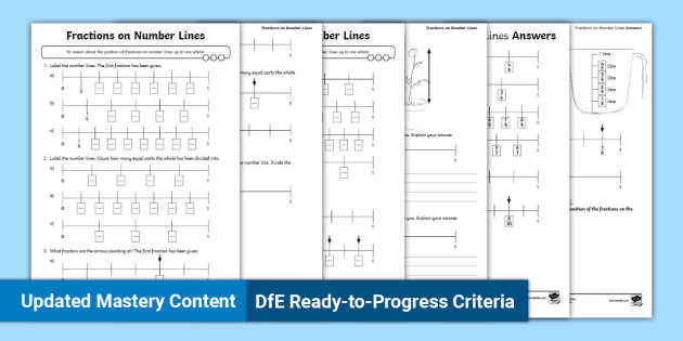 👉 Fractions on Number Lines Differentiated Activity Sheet