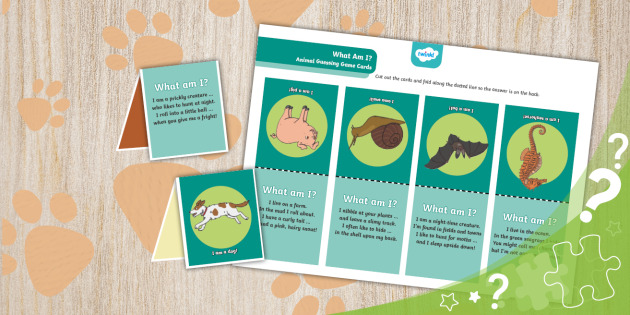 What Am I? Animal Guessing Game Cards - Twinkl - Puzzles
