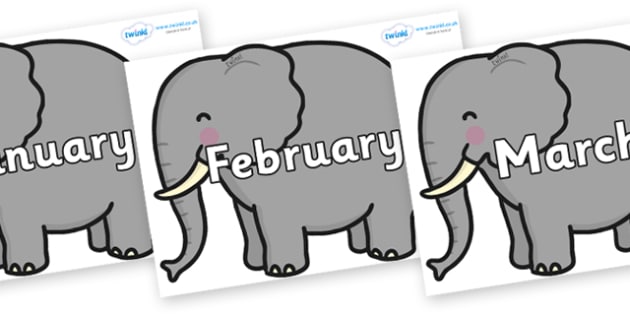 Months of the Year on Elephants
