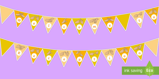 Welcome to Reception Fingerspelling Display Bunting