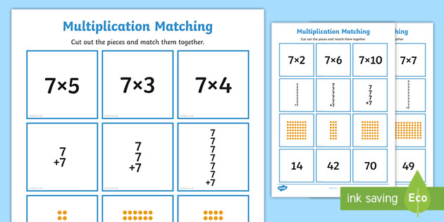 7 Times Table Multiplication Matching Puzzle - times table, multiplication